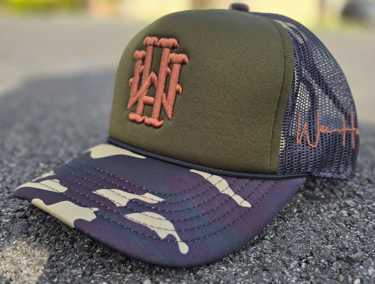 "NEW" Camo Monogram Trucker – WeHere_X